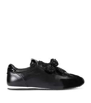 Kurt Geiger Leather Islington Bow Sneakers - Black