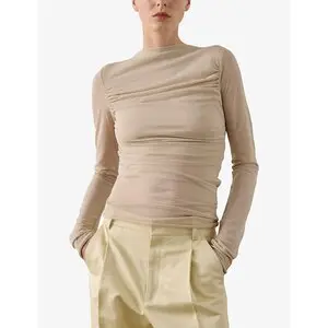 Soeur Gaia Gathered-detail Cotton-blend Top - Mastic