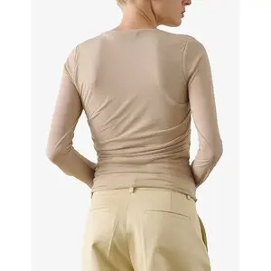 Soeur Gaia Gathered-detail Cotton-blend Top - Mastic