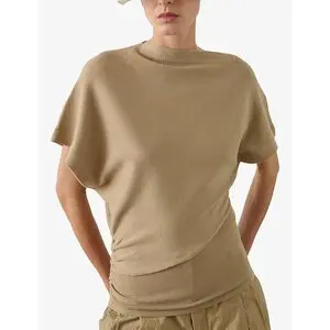 Soeur Dalina Short-sleeved Cotton-blend Jumper - Sable