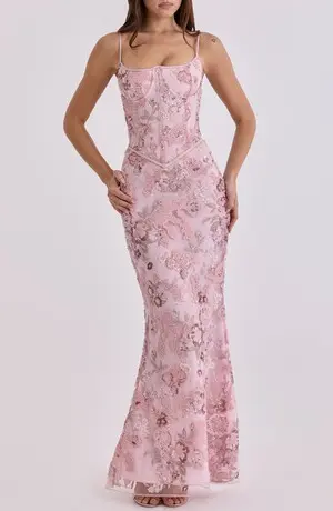 HOUSE OF CB Hand Beaded Corset Gown