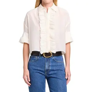 TWP Ruffle Crop Shirt - Ivory