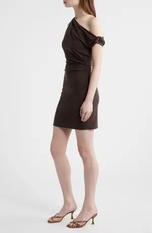REFORMATION Belle One-shoulder Knit Dress - Mole