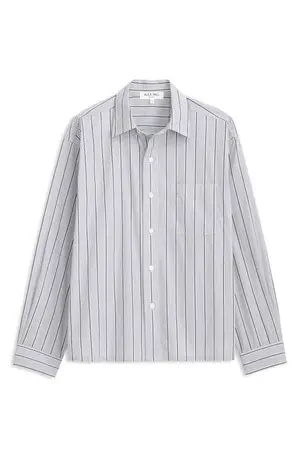 ALEX MILL Franklin Loose Fit Stripe Cotton Button-up Shirt - Ivory/blue