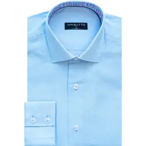 MASUTTO Cosimo Linen Button-up Long Sleeve Shirt - Blue