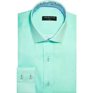 MASUTTO Cosimo Linen Button-up Long Sleeve Shirt - Mint