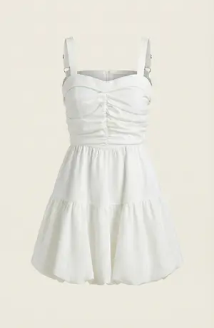 MODENAIRE Ruched Sweetheart Flared Mini Dress