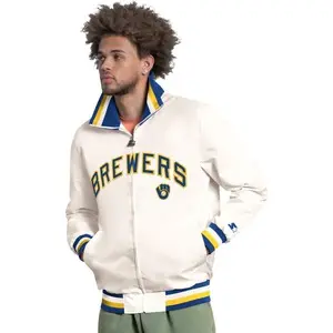 STARTER Milwaukee Brewers Cooperstown Logo Varsity Jacket
