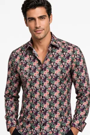 MASUTTO Calama Print Button-up Long Sleeve Shirt