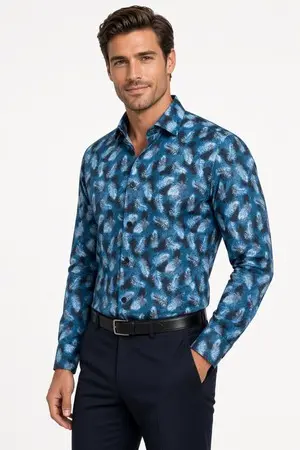 MASUTTO Speaks Print Button-up Long Sleeve Shirt