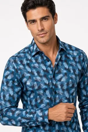 MASUTTO Speaks Print Button-up Long Sleeve Shirt