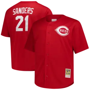 Mitchell & Ness Deion Sanders Cincinnati Reds Cooperstown Mesh Batting Practice Jersey - Red