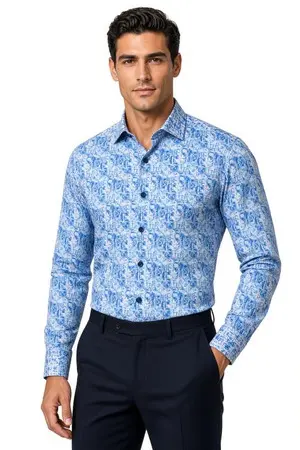 MASUTTO Dublin Print Button-up Long Sleeve Shirt