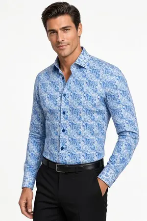 MASUTTO Dublin Print Button-up Long Sleeve Shirt