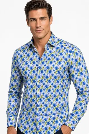 MASUTTO Yoma Print Button-up Long Sleeve Shirt