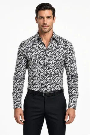 MASUTTO Tommaso Print Button-up Long Sleeve Shirt