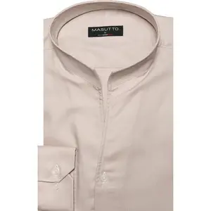 MASUTTO Tonali Tulip Stand Up Collar Long Sleeve Shirt - Beige