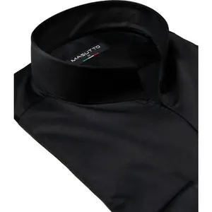 MASUTTO Tonali Stand Collar Button-up Long Sleeve Shirt Black