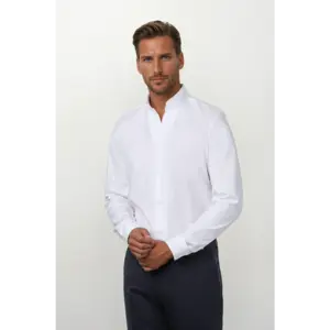MASUTTO Tonali Tulip Stand Up Collar Long Sleeve Shirt - White