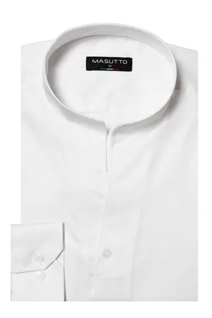 MASUTTO Tonali Tulip Stand Up Collar Long Sleeve Shirt - White