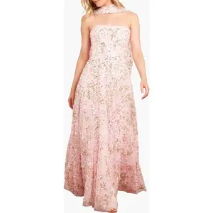 NEEDLE & THREAD Dream Garland Strapless Gown - Seashell/multi