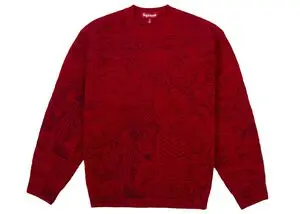 Supreme Collage Embroidered Sweater - Red