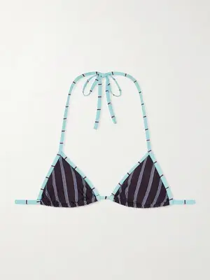 Staud Lido Triangle Bikini Top - Blue