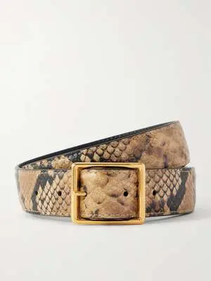 NILI LOTAN Gabriele Snake-effect Leather Belt - Snake Print