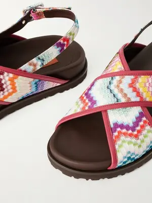 Missoni Allan Striped Leather-trimmed Lurex Sandals - Multi