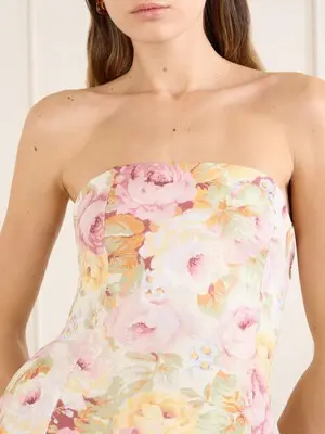 Faithfull The Brand Petro Strapless Floral-print Linen Top - Multi