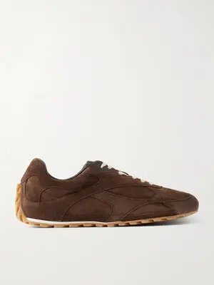 Bottega Veneta Orbit Flash Leather-trimmed Suede Sneakers - Brown