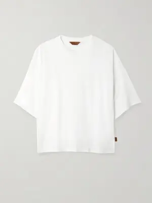 JAMIE HALLER Draped Cotton And Modal-blend Jersey T-shirt - White