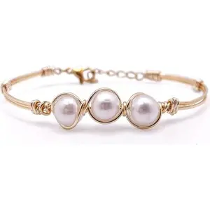 ALEGRIA ACCESSORIES Perla Freshwater Pearl Bangle Bracelet - Gold