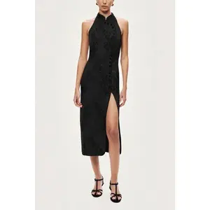 NOCTURNE Jacquard Halterneck Midi Dress