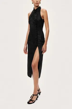 NOCTURNE Jacquard Halterneck Midi Dress