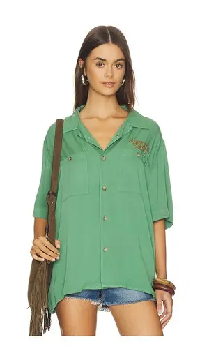 Junk Food Grateful Dead Skull Camp Shirt - Peridot