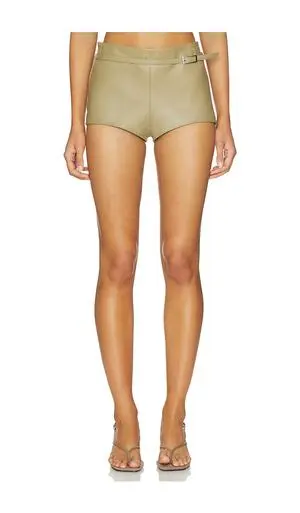 Retrofete Marseille Leather Short In Tan - Musgo
