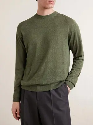 PIACENZA CASHMERE 1733 Silk And Linen-blend Sweater - Green