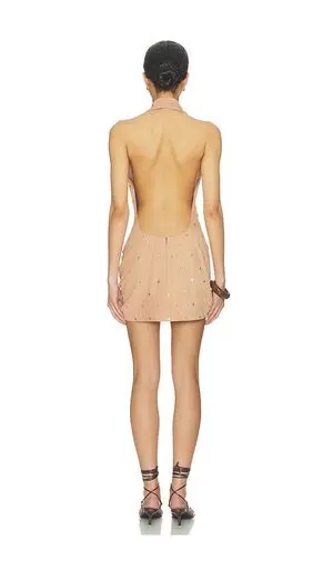 UNDERSTATED LEATHER Liv Studded Halterneck Dress