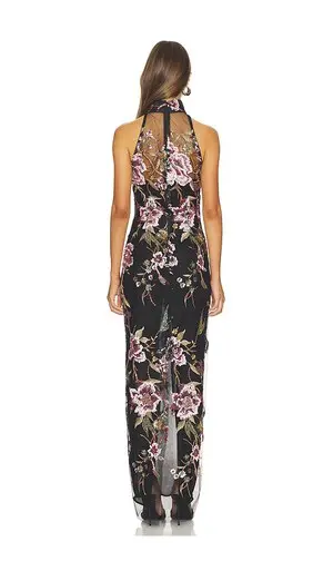 SAU LEE Parker Embroidered Gown