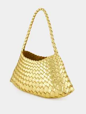 Dragon Diffusion Rosanna Woven Leather Baguette - Gold