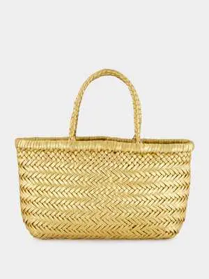 Dragon Diffusion Mini Flat Gora Woven Bag Gold