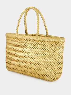 Dragon Diffusion Mini Flat Gora Woven Bag - Gold
