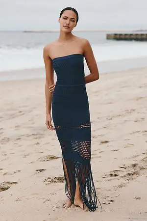 PQ SWIM Melissa Fringe Maxi Dress - Navy