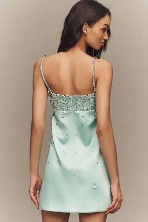 Retrofete Lorelai Embellished Mini Dress - Light Blue