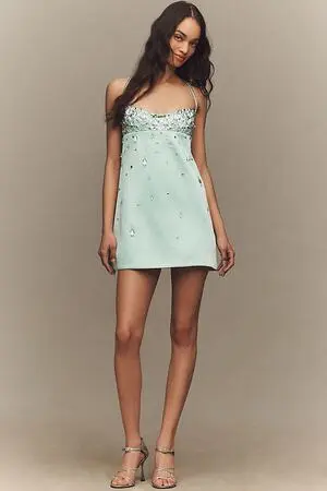 Retrofete Lorelai Embellished Mini Dress - Light Blue