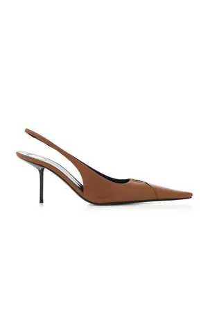Saint Laurent Babylone Leather Slingback Pumps - Brown