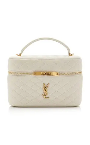 Saint Laurent Gaby Large Quilted Leather Vanity Bag - White