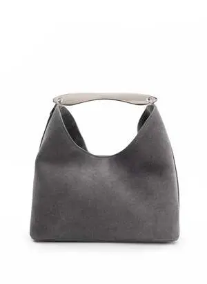 ELLEME Boomerang Large Suede Top Handle Bag Grey