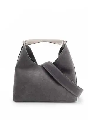 ELLEME Boomerang Large Suede Top Handle Bag - Grey